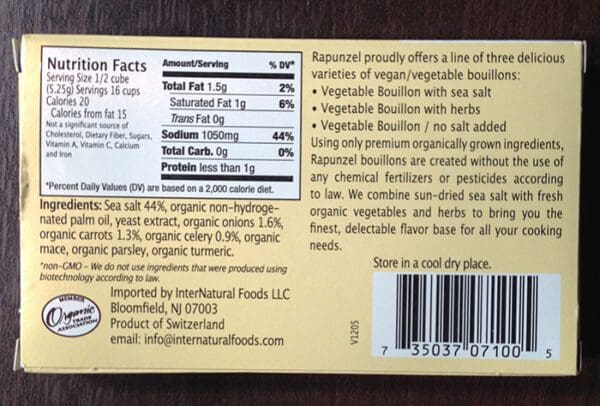 Rapunzel Vegan Sea Salt Vegetable Bouillon Cubes • Vegan ShowOff